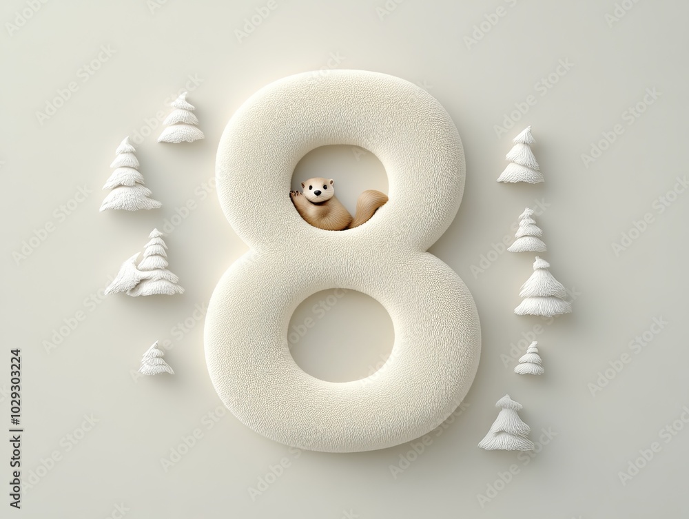 8 shaped by two otters curled up forming the loops of the number 8 ...