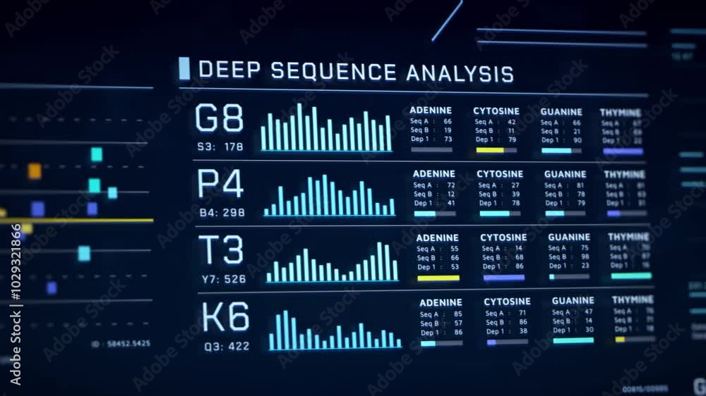 DNA code analysis visualization data, genome sequence ui screen ...