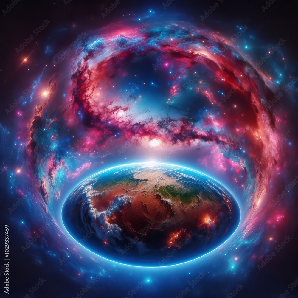 360 degree equirectangular projection space background with nebula and ...