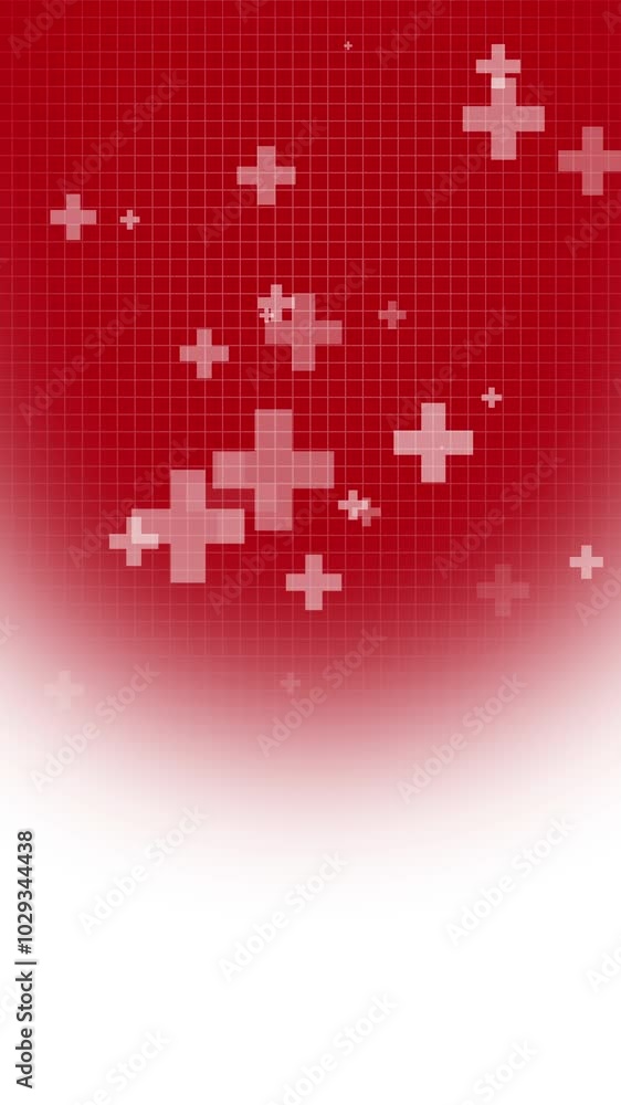 Medical cross and plus red background. Abstract loop animated border ...