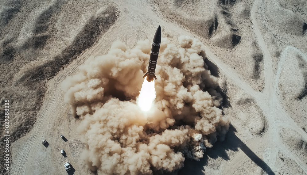 Large ballistic missile launched in remote desert base, some military ...