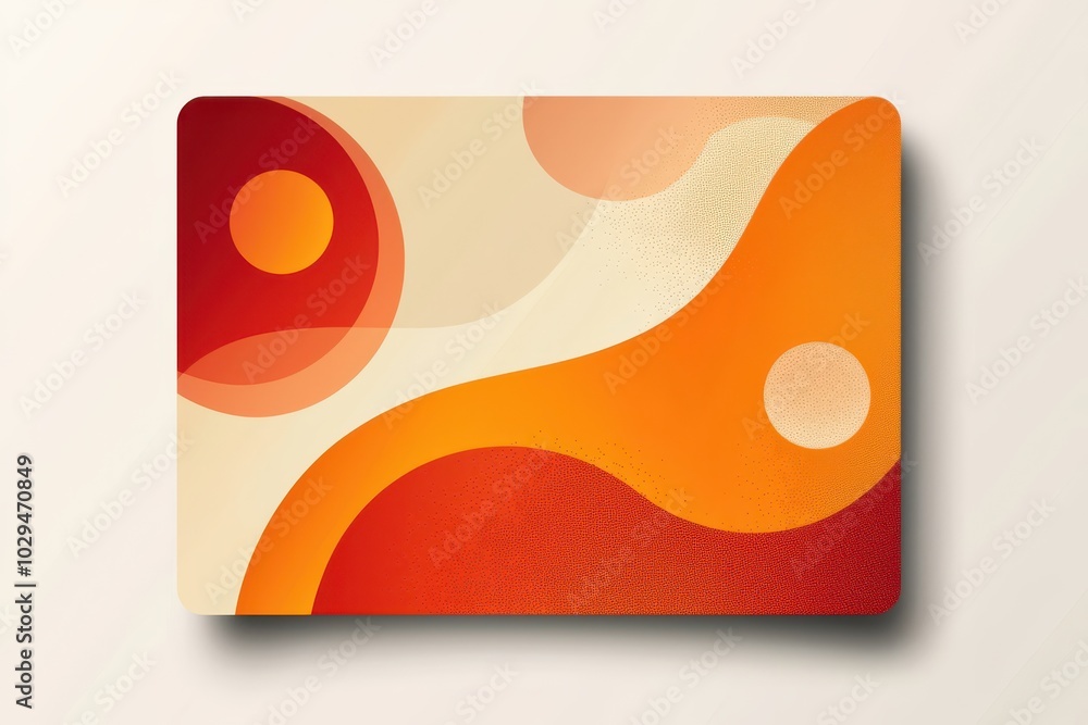 Abstract orange and red card design with smooth wavy patterns on a ...