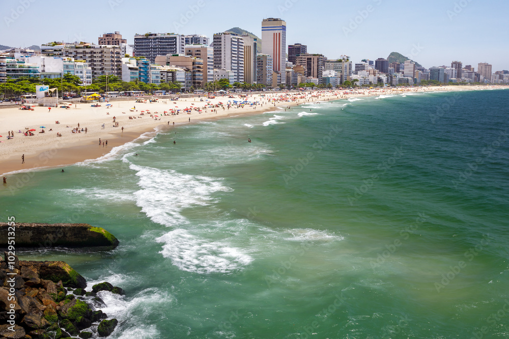 Rio de Janeiro, Brazil, Leblon beach, Carioca landscape, general view ...