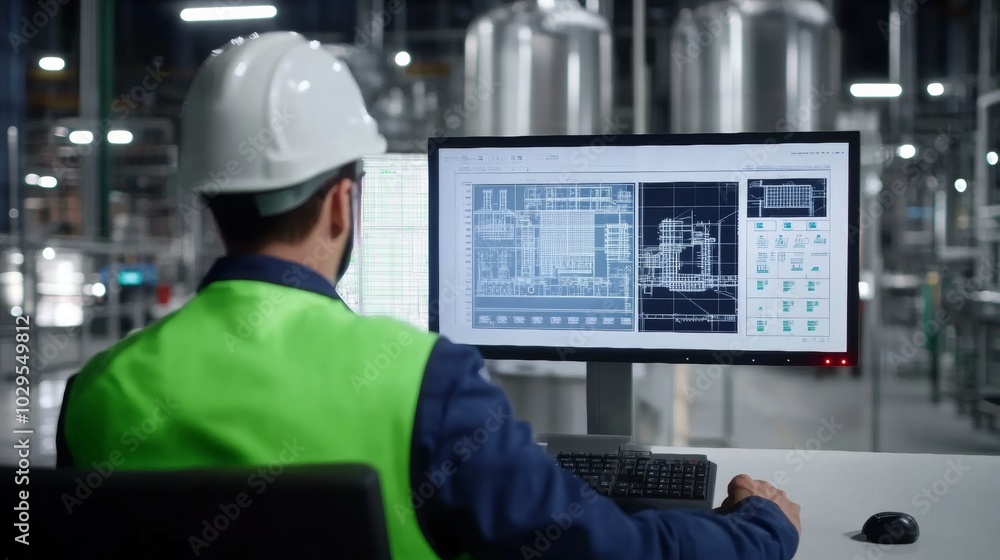 Engineering project overview: An engineer interacts with complex ...