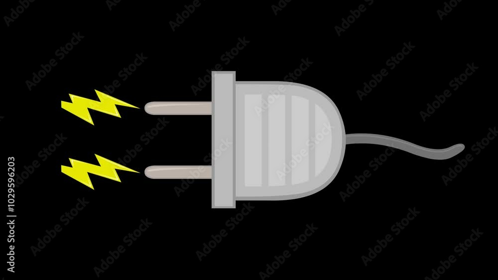 video animation socket plug icon with a ray of light in electric energy ...