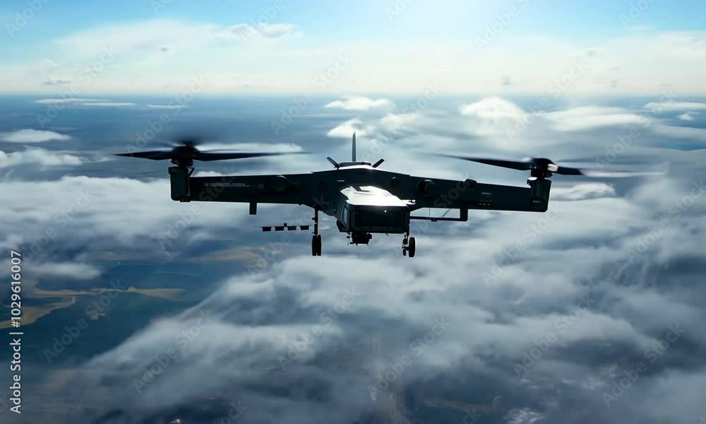 Predator Drone in Flight: Majestic view of a military drone soaring ...