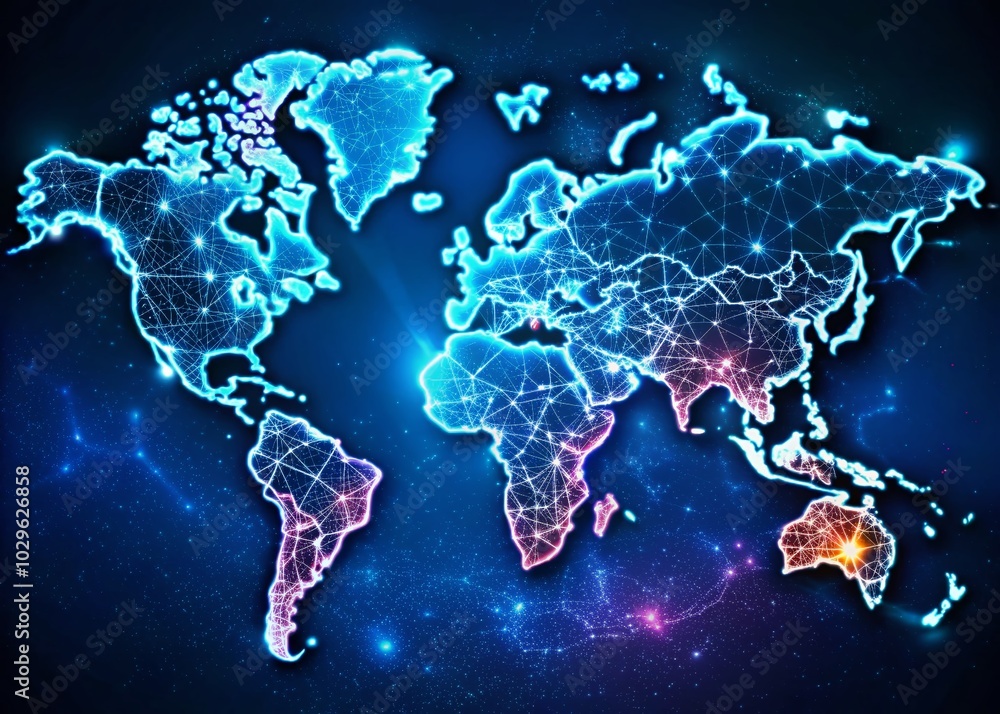 World Map of Countries Labeled in Night Photography Style for Stunning ...