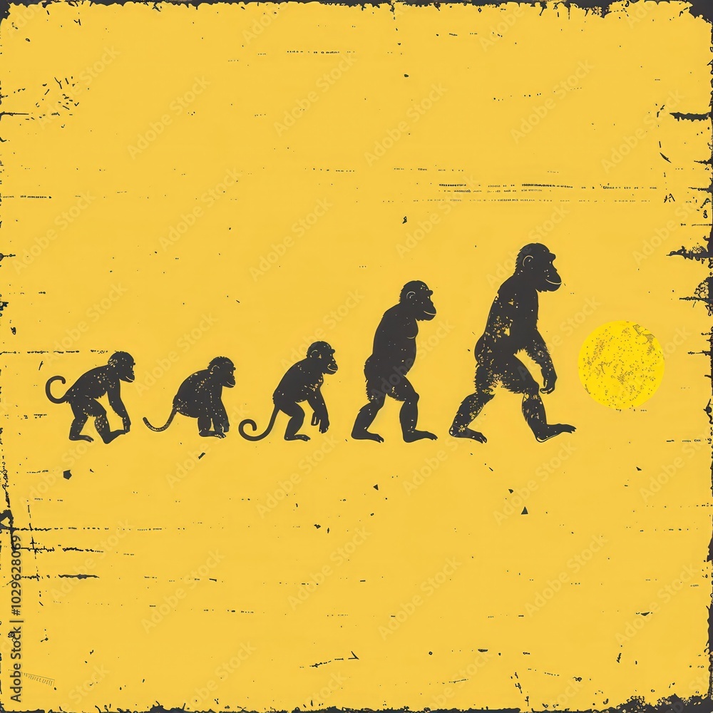A visual representation of primate evolution, showcasing five stages of ...