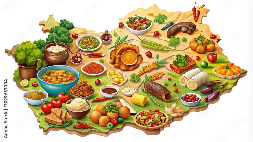 Hungary Infographic Map with Traditional Food Elements, Culinary ...