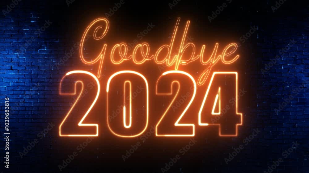 Goodbye 2024 text font with light. Luminous and shimmering haze inside ...