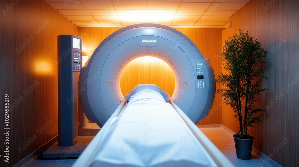 Advanced medical MRI scanner technology used in hospital radiology ...
