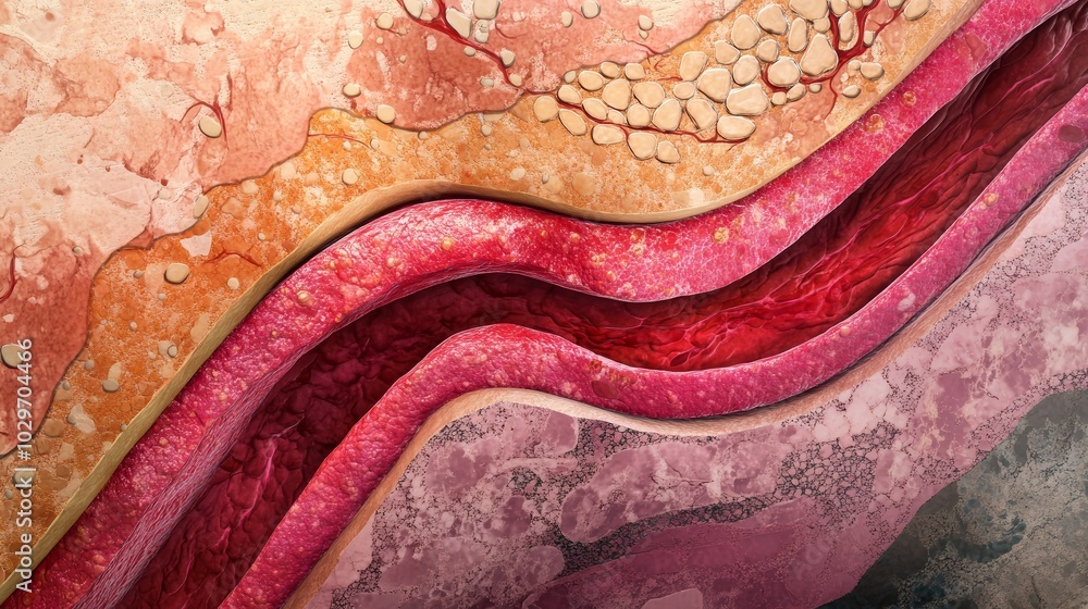 Arteriosclerosis Cross Section Plaque Formation Narrowed Blood Vessel ...