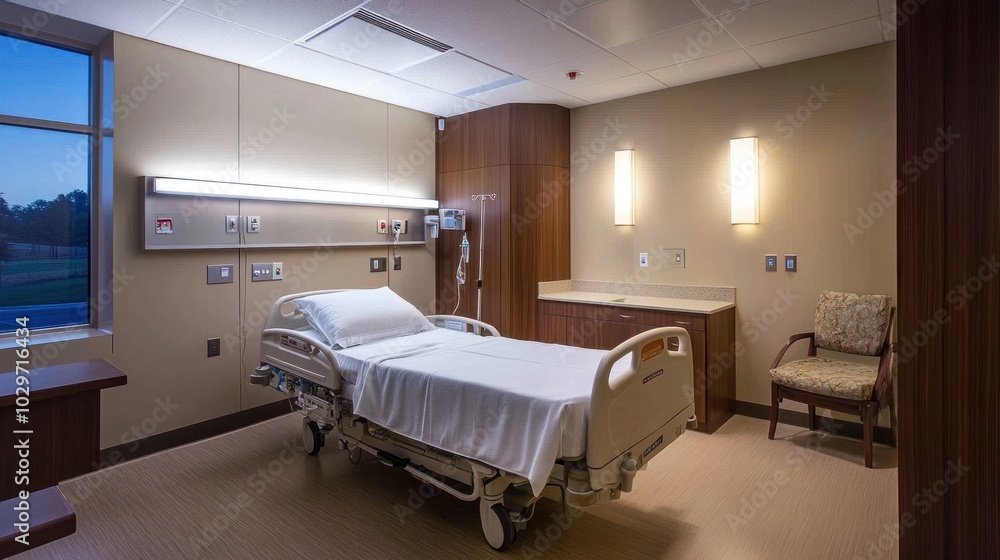 Hospital lighting design in patient rooms, featuring calming ambient ...