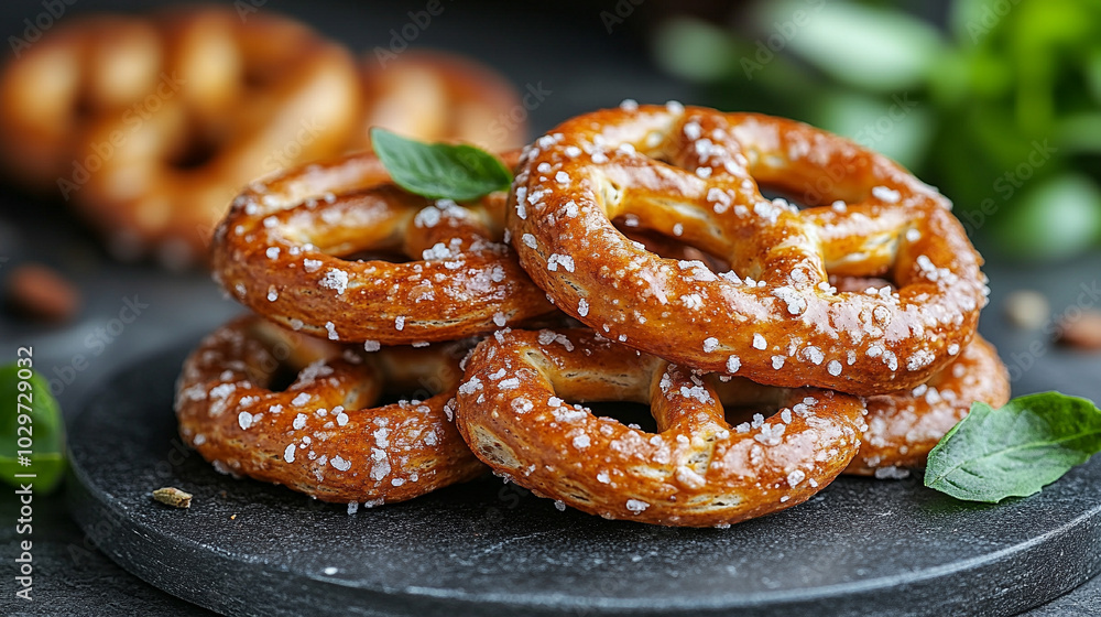 golden, crispy crackers scattered across a flat surface. Their twisted ...