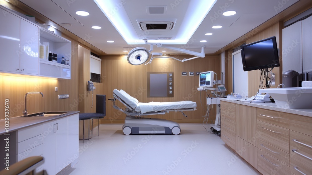 Modern hospital lighting design with soft ambient lights in patient ...