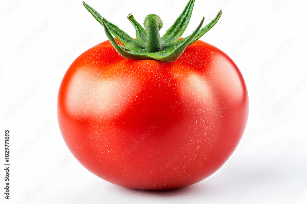 Tomato isolated. One tomato on white background. Perfect retouched red ...
