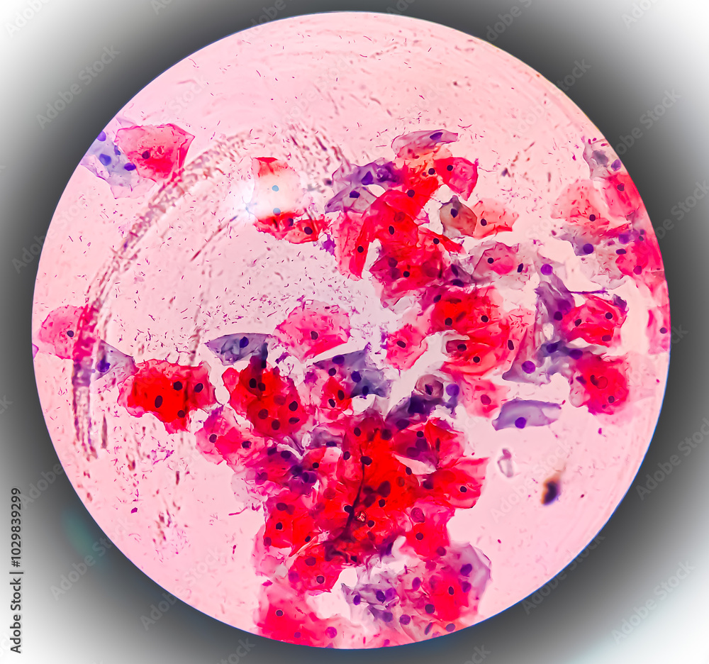 Buccal smear showing desquamated squamous cells of the oral mucosae ...