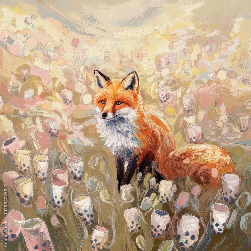 Fox Animal Bubble tea Boba Foxes Tea Asian Japanese wild predatory fur ...