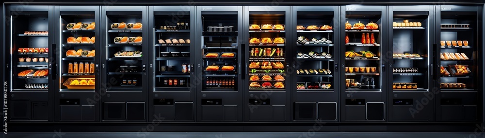 Futuristic sushi vending machine in a sleek, high-tech mall ...
