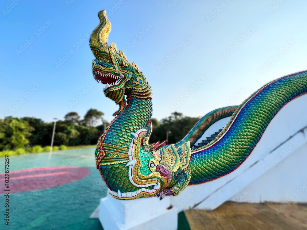 Naga King with Buddha Statue Beautiful Naga Statue, chinese dragon ...