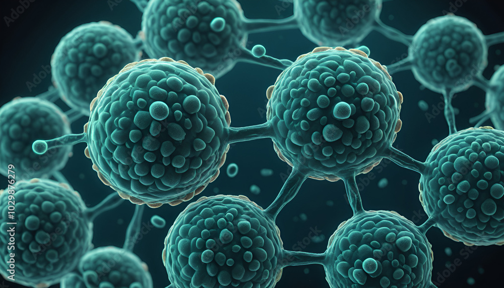 Microscopic view of cells dividing and multiplying. A close-up shot of ...