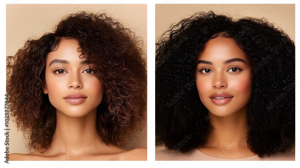 Gallery of diverse curly hair types, showing the before shot of frizzy ...
