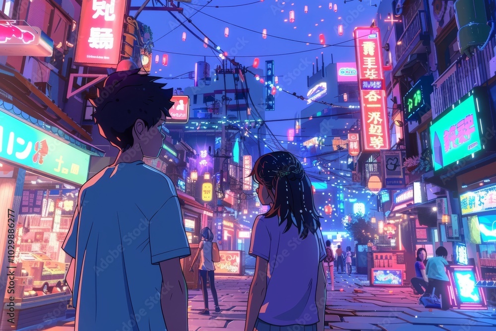 Unique scene of 2D and 3D characters interacting in a virtual game ...
