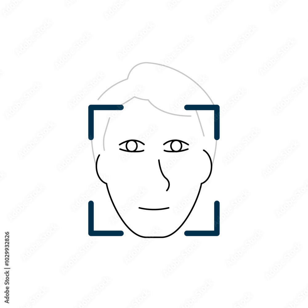 Vetor de illustration of rectangular frame guiding a user face into the ...