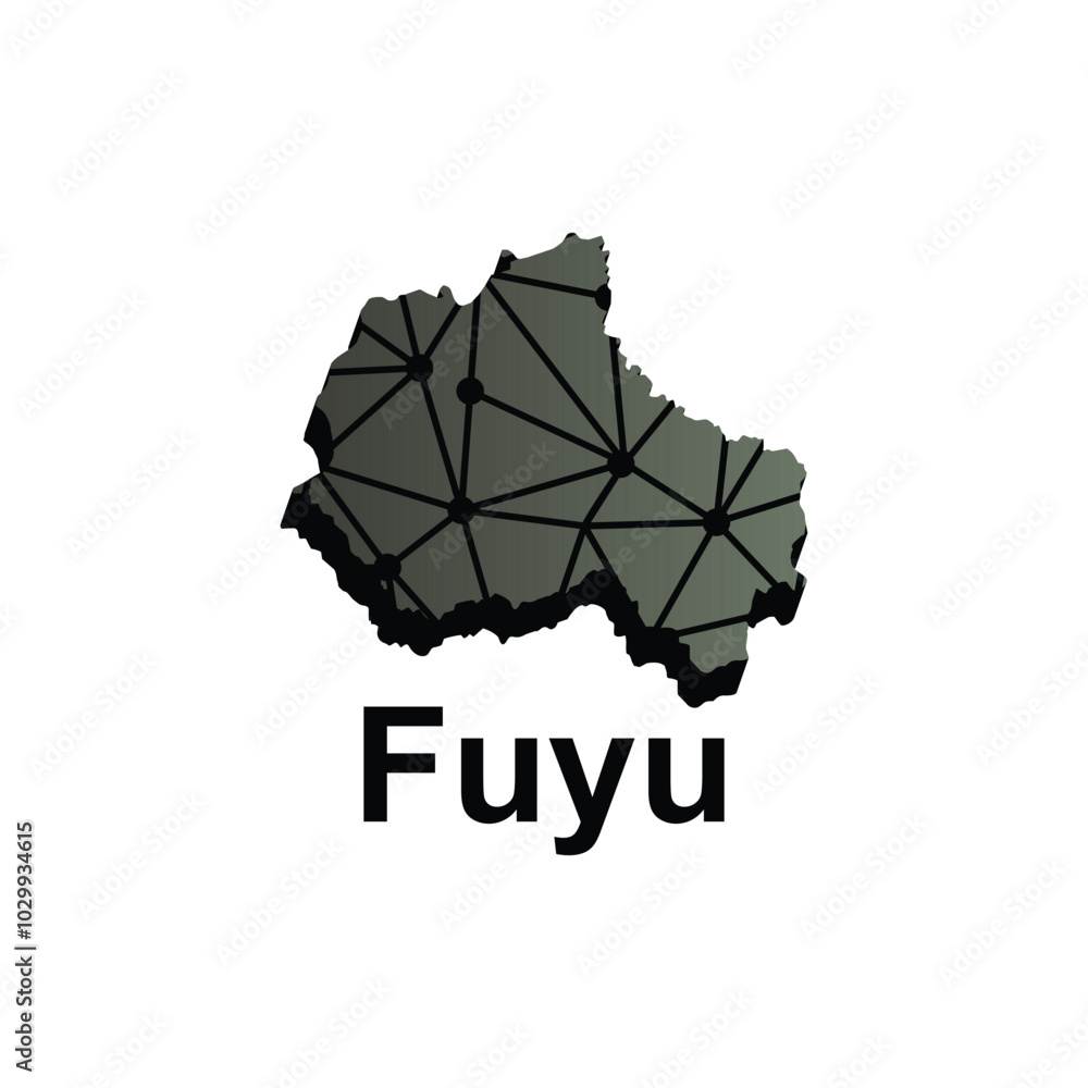 Map City of Fuyu vector design template, national borders and important ...