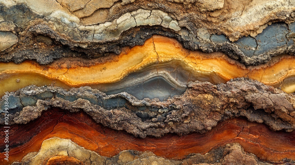 2410_049.extreme close-up of soil profile, dramatic curvature in rock ...