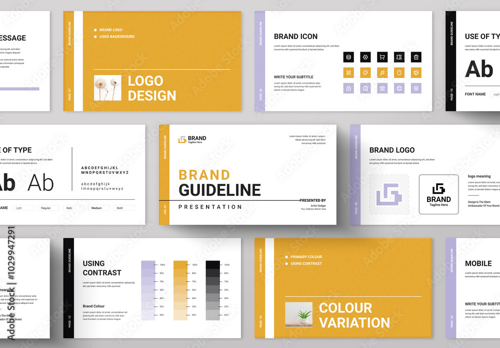 Brand Guidelines Presentation Layout Stock Template | Adobe Stock