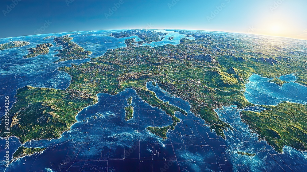 A physical map of planet Earth, focusing on the Mediterranean Sea ...