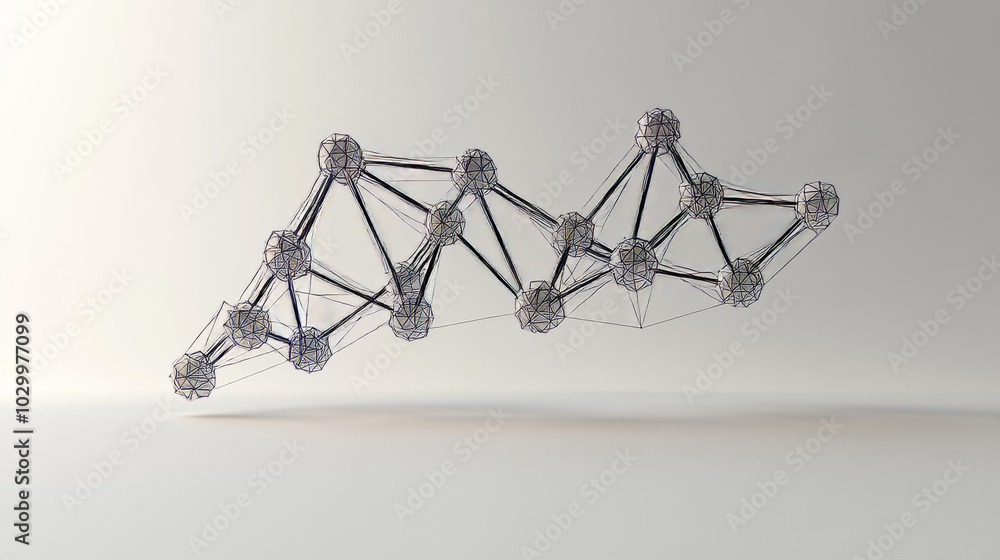 A simplified 3D model of DNA, showing its chemical structure. The model ...