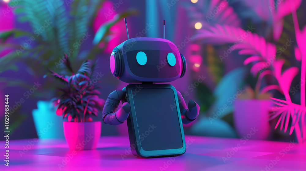 A 3D virtual reality chatbot on a smartphone. The design uses simple ...