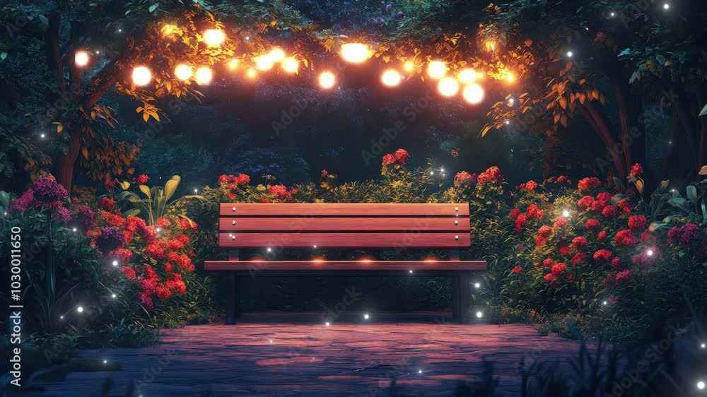 Experience the enchanting tranquility of a garden bench surrounded by ...