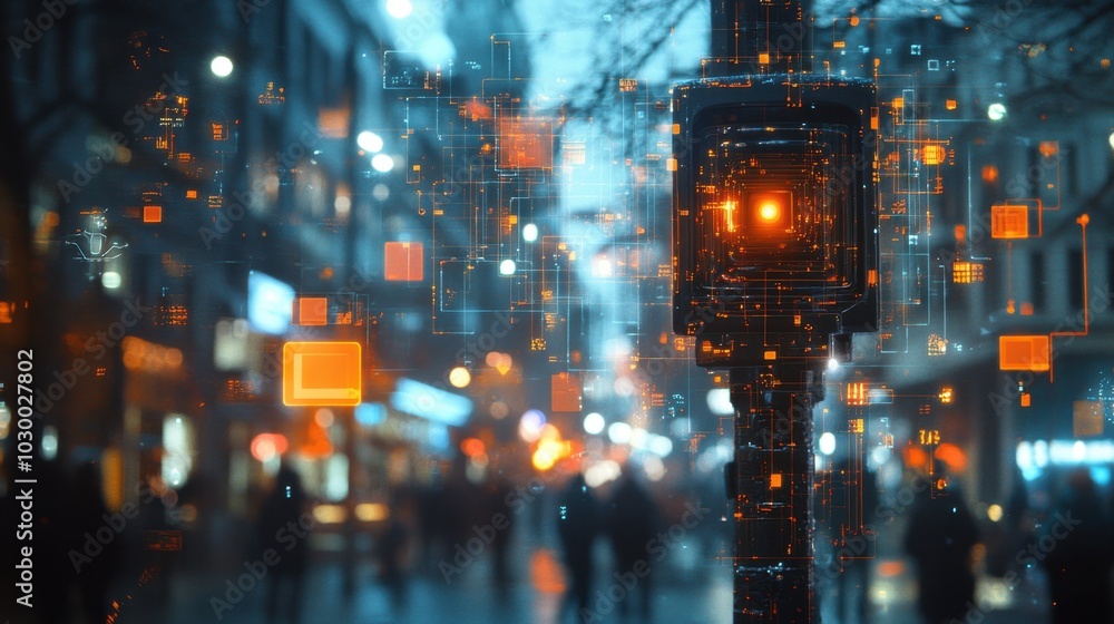 City surveillance camera with computer vision that recognizes objects ...