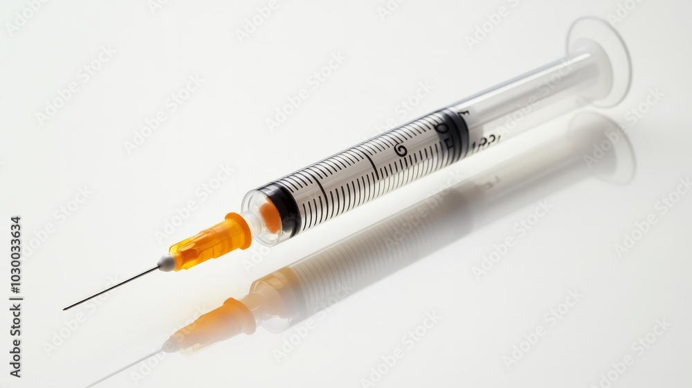 Medical Syringe: A sterile, single-use syringe with a needle, ready for ...