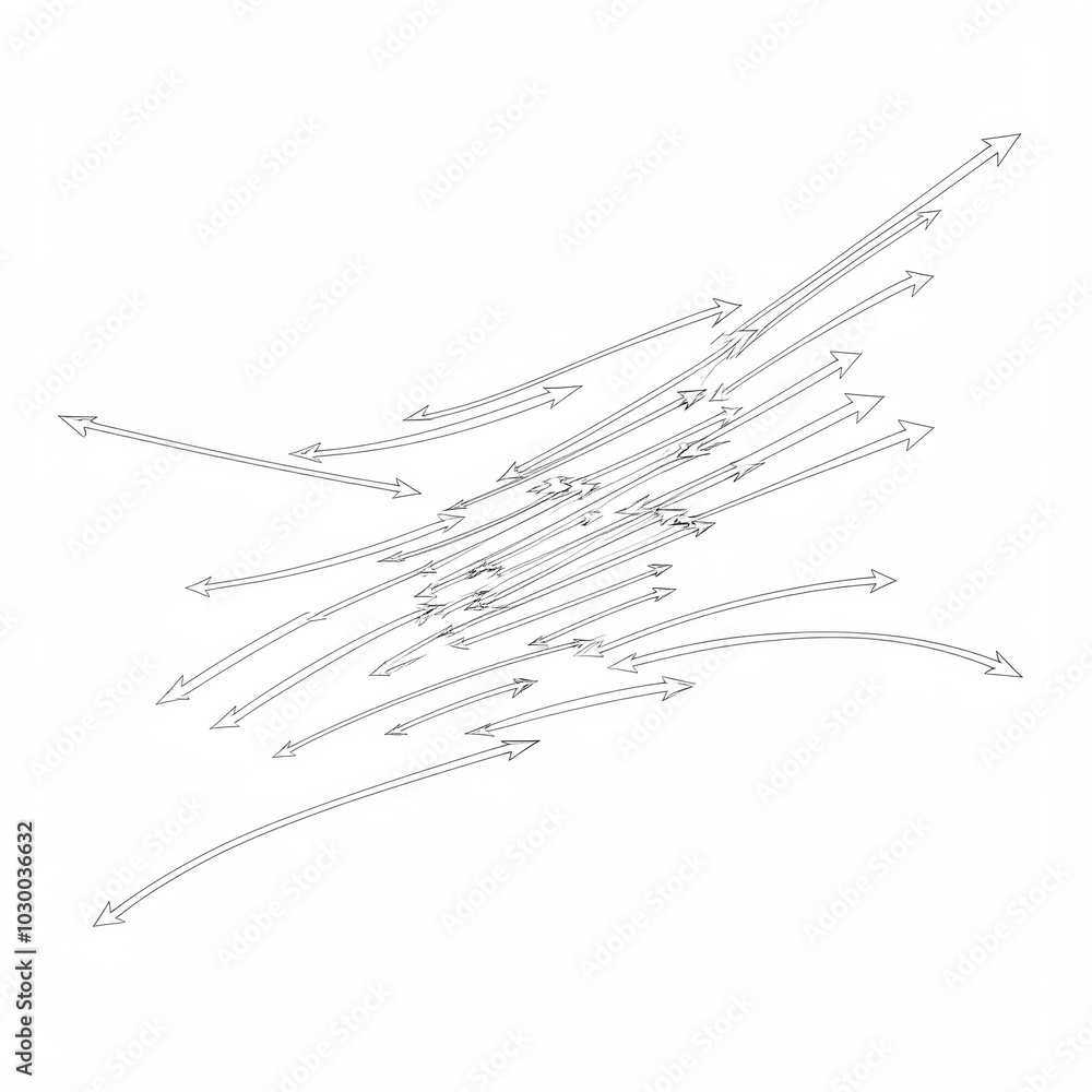 Multiple black double arrows expanding outward, on a white background ...