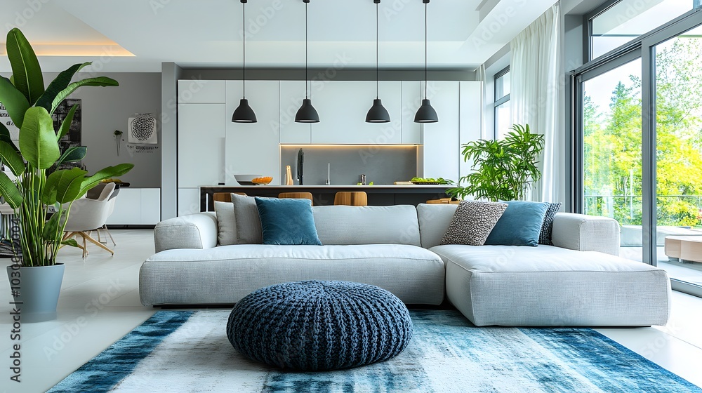 Elegant modern home interior designed with smart city innovations ...
