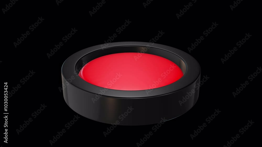 Turning ON and OFF 3D Animation. Transparent Background. Loop. Red Push ...