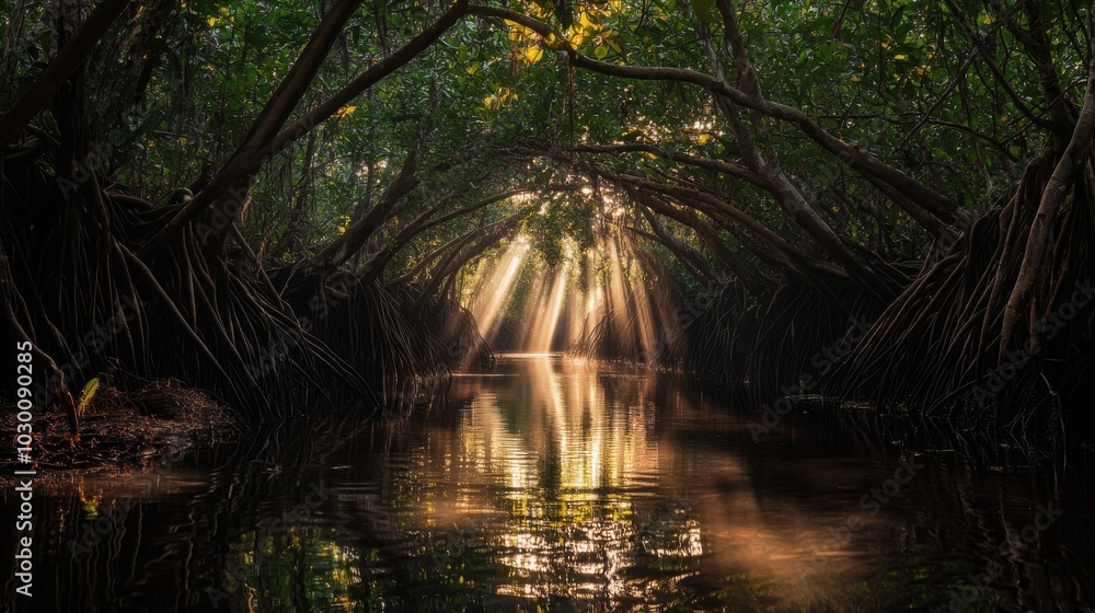 Serene Sunlit Mangrove Tunnels in Everglades National Park: Vibrant ...