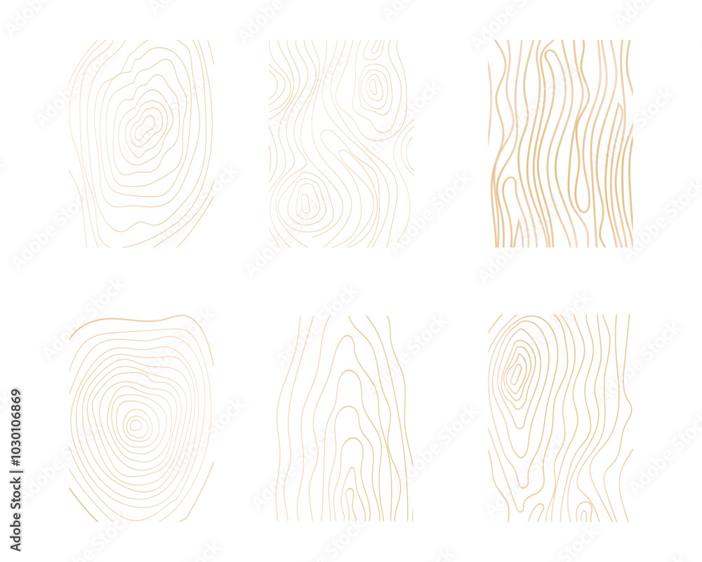Golden thin line tree ring collection. Elegant gold wooden section ...