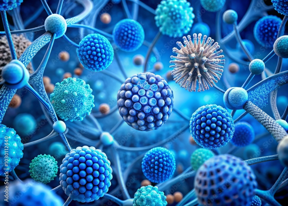 Stunning Macro Photography of Biology Blue Icon Featuring Cellular ...