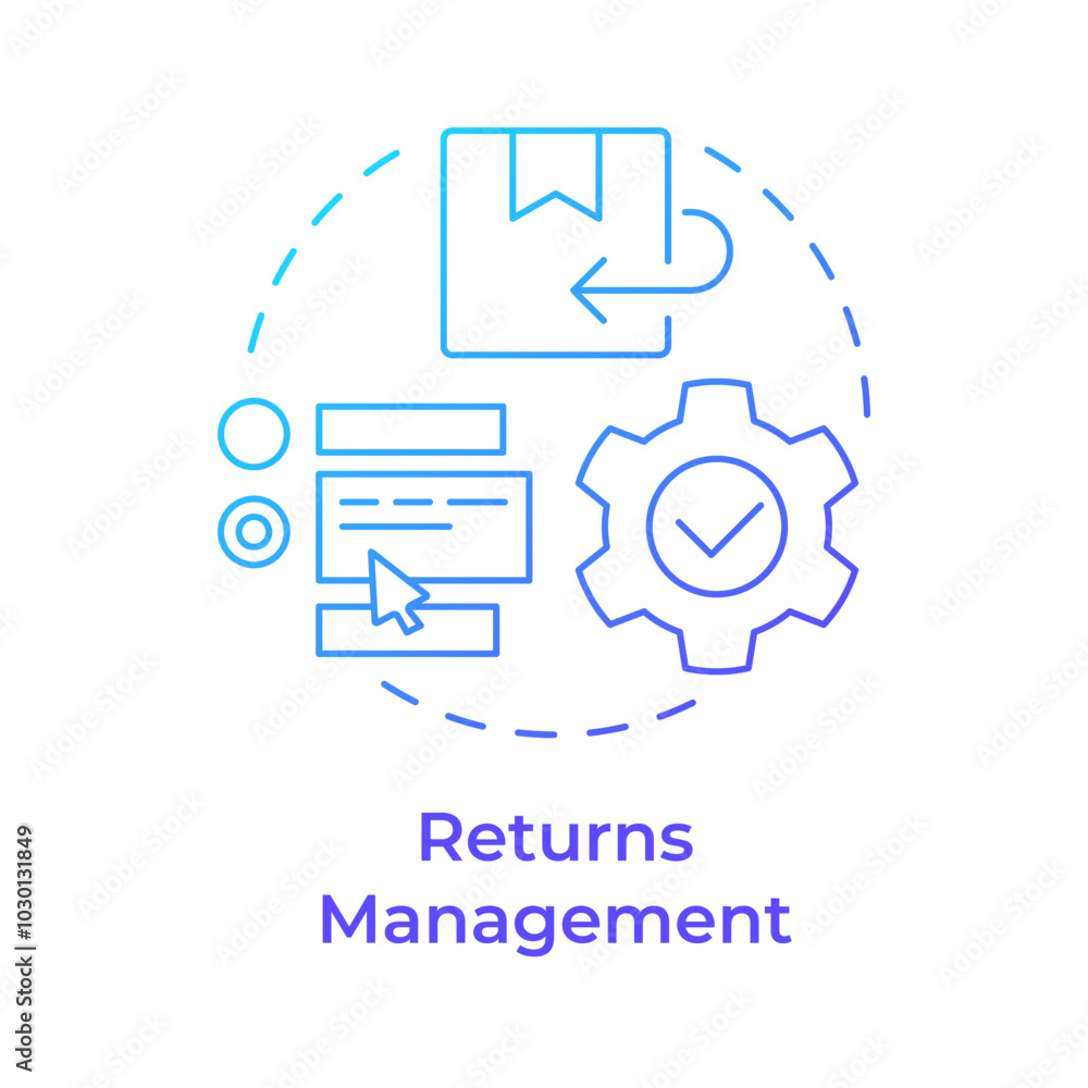 Returns management blue gradient concept icon. Reverse logistics type. Product return. Business ...