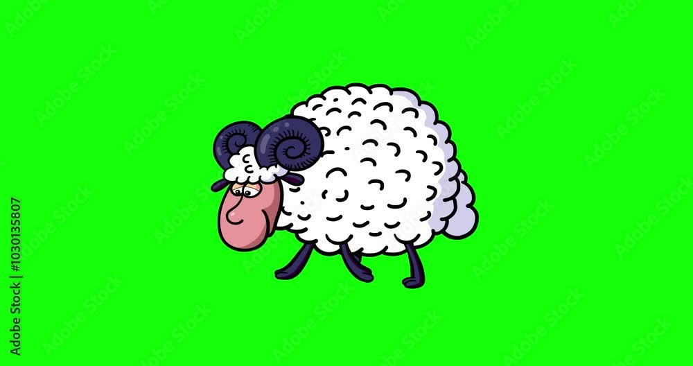 White ram animation walking greenbox. Cartoon animated seamless ...