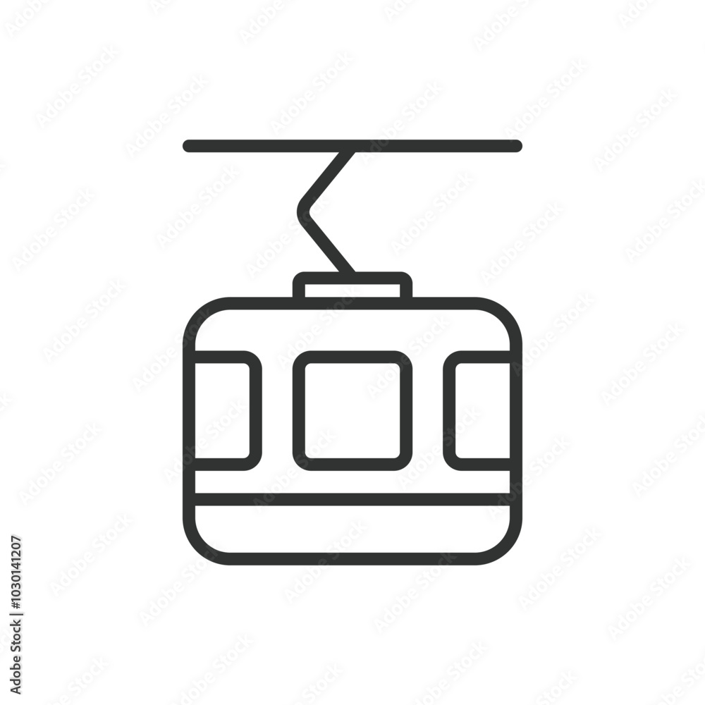 Ski cable car, in line design. Cable car, gondola, ski lift, mountain ...