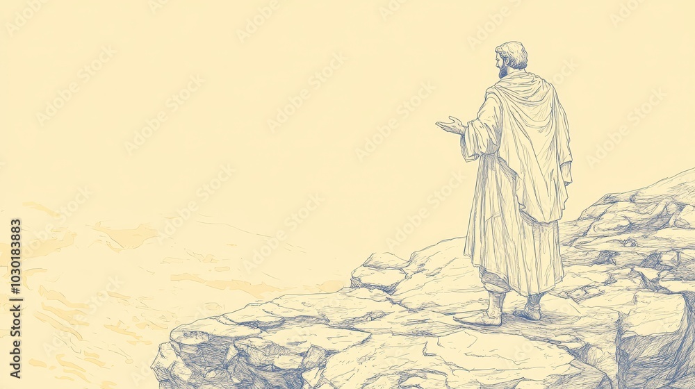 Stern faced Prophet Hosea Stands on a Rocky Outcrop Delivering God s ...