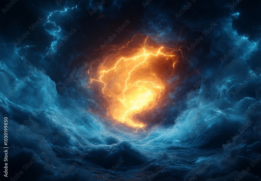 This high-resolution stock photo shows electric blue thunder and blue ...