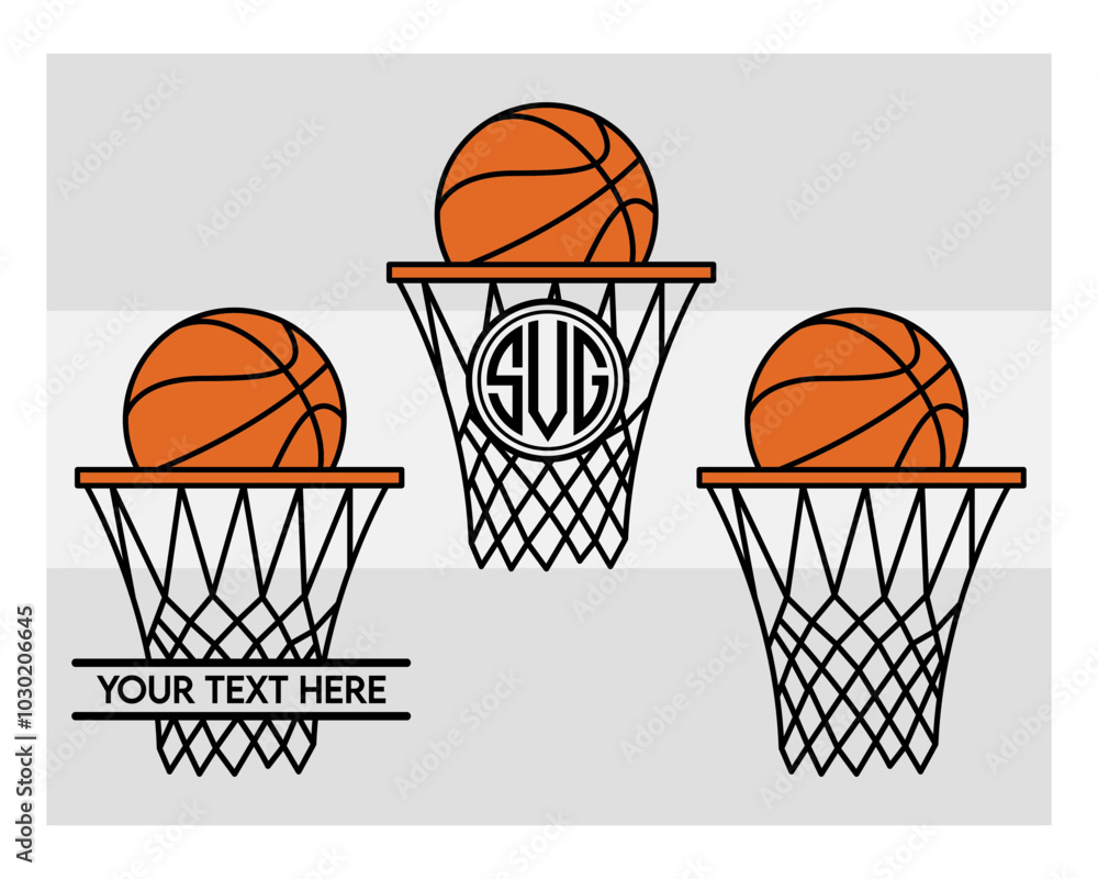 Vetor de Basketball Hoop SVG Silhouette Bundle, Basketball Hoop ...