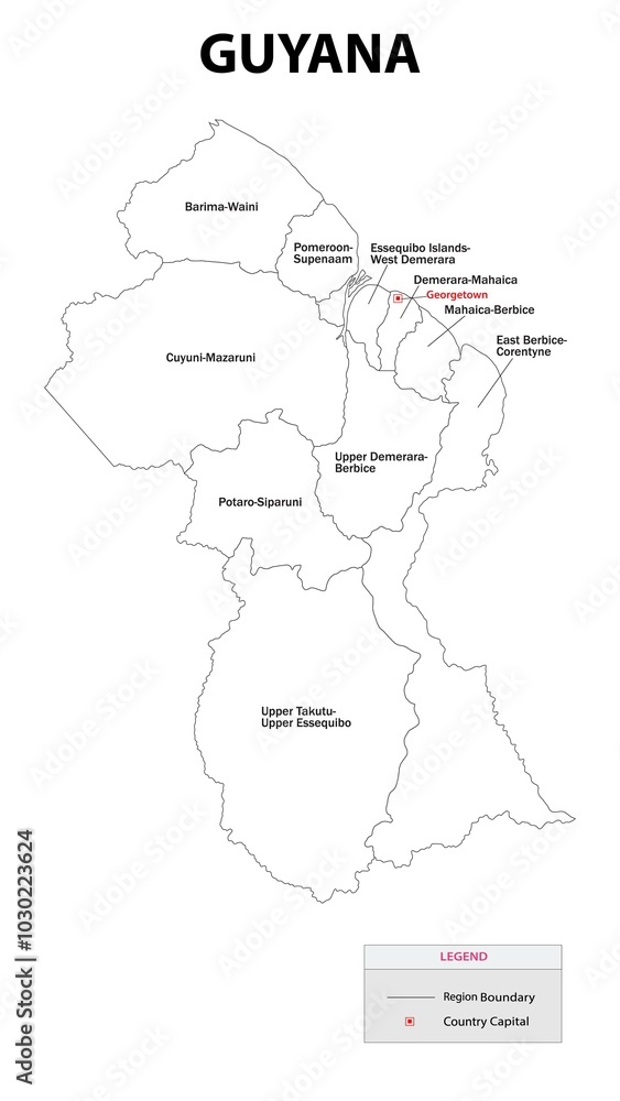 Guyana map to color